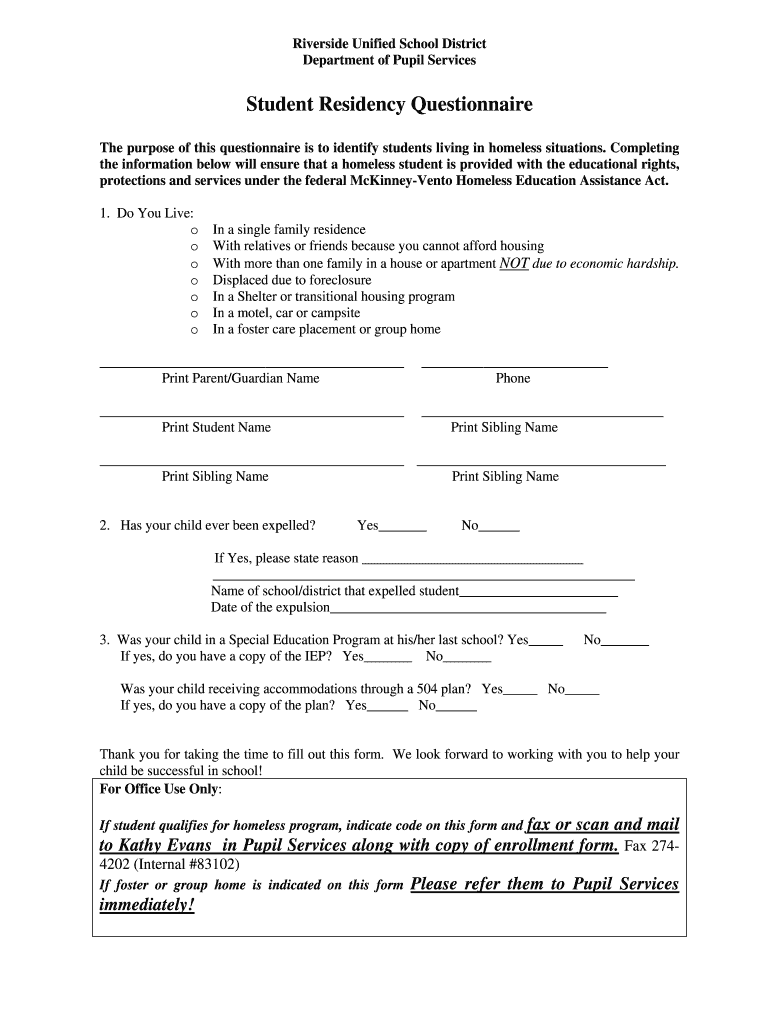Fillable Online rusdlink Supplemental Registration Questionnaire - rusdlink Fax Email Print ...