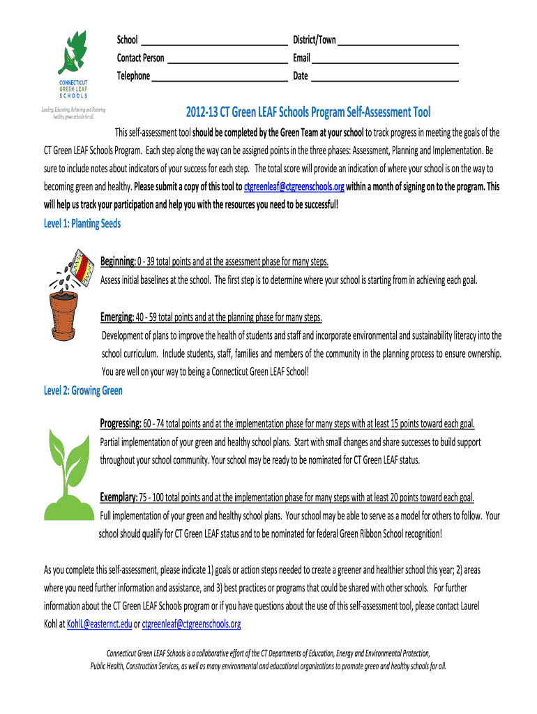 Fillable Online 2012-b13 CTb Green LEAF Schools Program Self-Assessment ...
