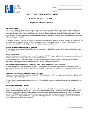 Fillable Online CUNY Employment Application - York College Fax Email ...