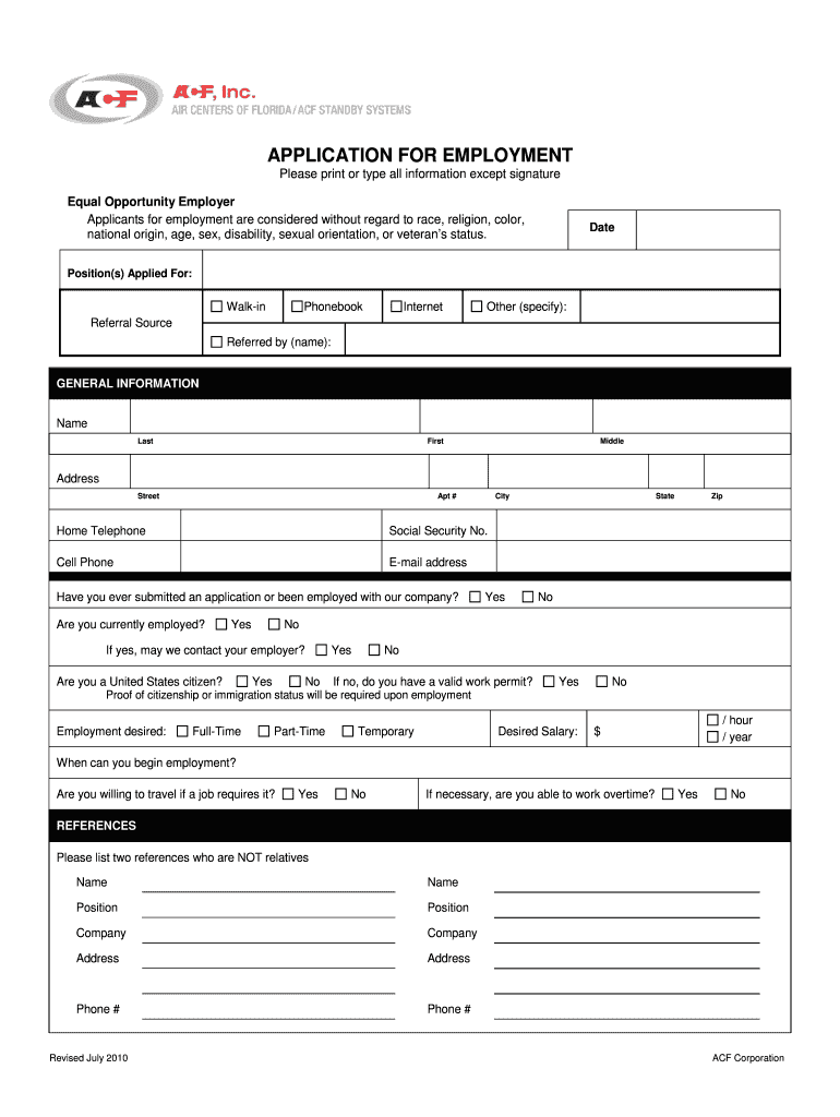 Fillable Online Sample Employment Application Form Fax Email Print - pdfFiller