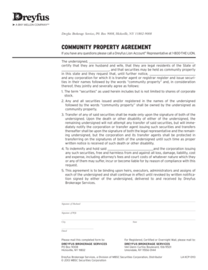Fillable Online COMMUNITY PROPERTY AGREEMENT - Dreyfus Fax Email Print ...