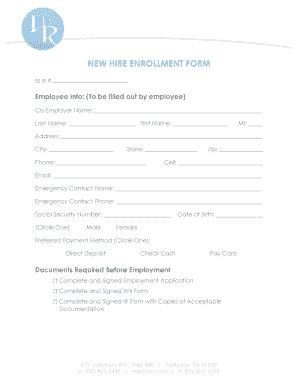 Fillable Online NEW HIRE ENROLLMENT FORM - wedohr Fax Email Print ...