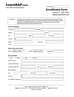 Fillable Online Printable Enrollment Form - LearnSAP Fax Email Print ...