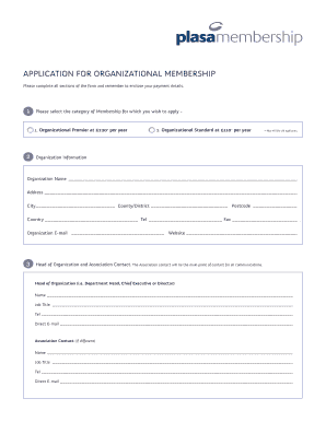 Fillable Online plasa Organizational Member App Form EU Feb11 ...