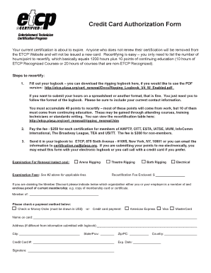 Fillable Online Credit Card Authorization Form Your current ...