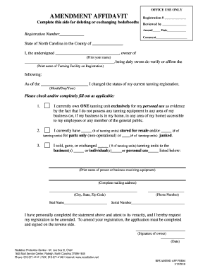 Fillable Online OFFICE USE ONLY AMENDMENT AFFIDAVIT Registration ...