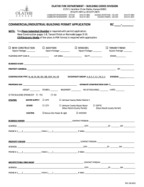Fillable Online olatheks Commercial Building Permit Application - City ...