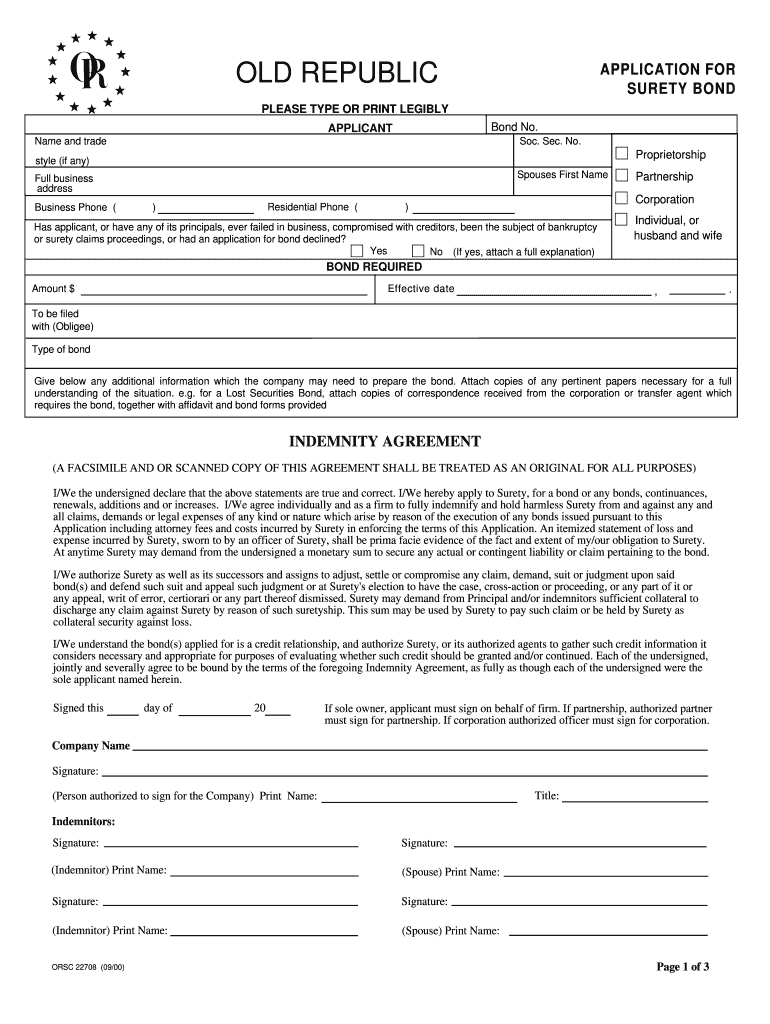 Fillable Online Surety Bond Application - Barclay Insurance Fax Email ...