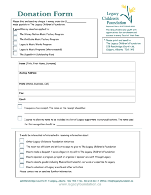 Fillable Online Donation Form Donation Form - The Legacy Children's ...