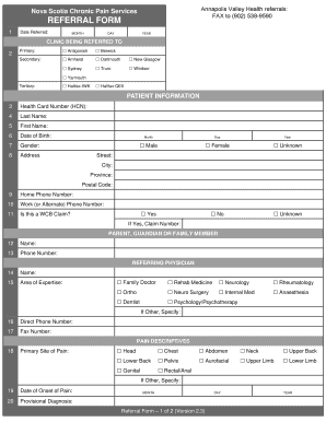 Fillable Online Referral Form (PDF) - Annapolis Valley Health Fax Email ...