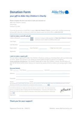 Fillable Online Donation Form - Alder Hey Charity Fax Email Print - pdfFiller