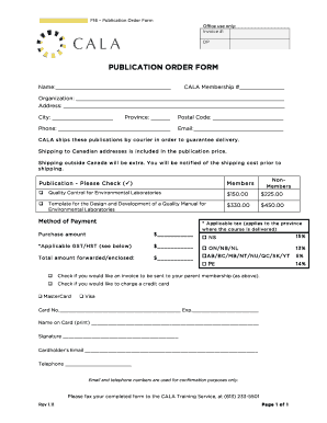 Fillable Online cala Training Publications Order Form (.pdf) - CALA Fax ...