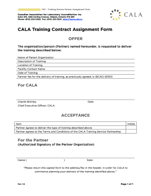 Fillable Online cala Training Contract Assignment form - CALA - cala ...