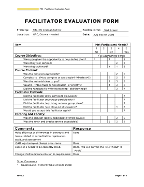 Fillable Online cala FACILITATOR EVALUATION FORM - CALA - cala Fax ...