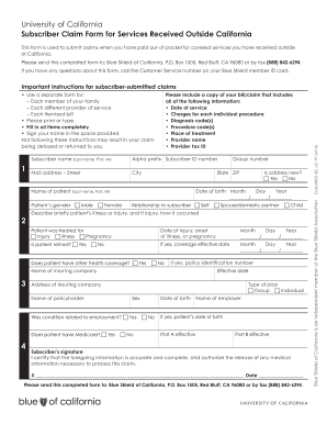 Domestic (outside Of CA) Medical Claim Form - Blue Shield - Fill and ...