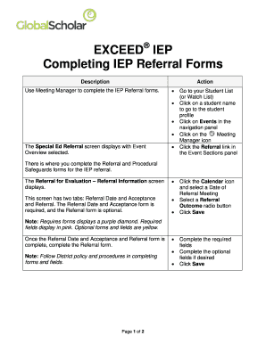 Fillable Online cherrycreekschools Completing IEP Referral Forms 07-07 ...
