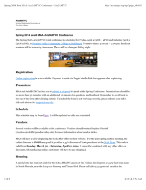 Fillable Online sections maa Spring 2014 Joint MAA-ArizMATYC Conference ...