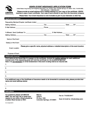 Fillable Online ushpa Ushpa event insurance application form - US Hang ...
