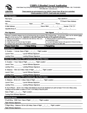 Fillable Online ushpa USHPA Lilienthal Award Application - US Hang ...