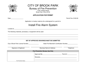 Fillable Online Fire Alarm System Permit bApplicationb - Brook Park Fax ...