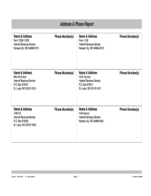 Fillable Online Address & Phone Report Fax Email Print - pdfFiller