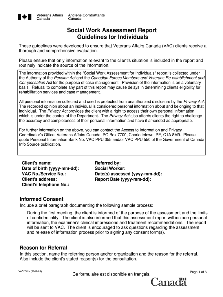 Fillable Online Social Work Assessment Report Guidelines for Couples ...