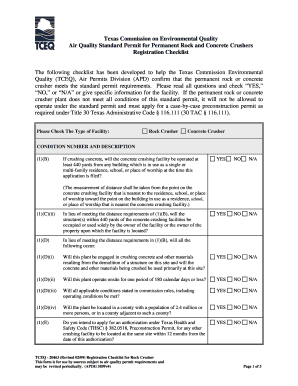 Fillable Online TCEQ - Air Quality Standard Permit for Permanent Rock ...