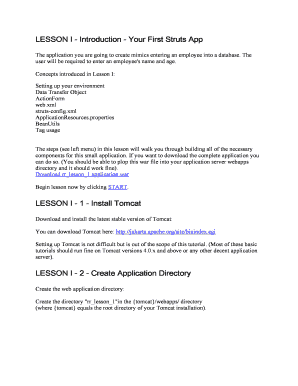 Fillable Online LESSON I - Introduction - Your First Struts App Fax Email Print - pdfFiller