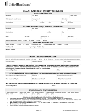 Fillable Online HEALTH CLAIM FORM-STUDENT RESOURCES Fax Email Print ...