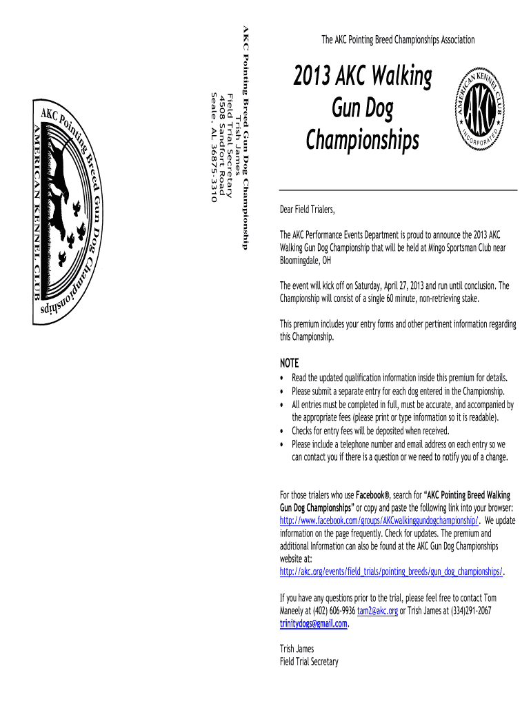 Fillable Online images akc AKC Pointing Breed Gun Dog Championship ...