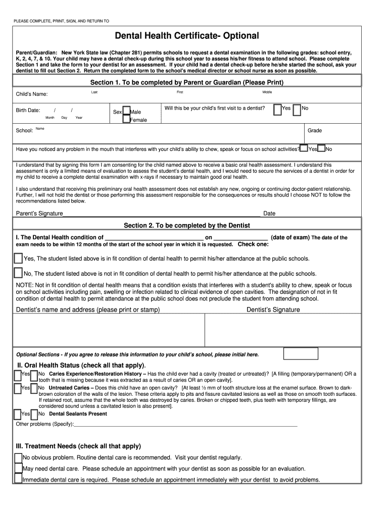 Fillable Online Dental Certificate Form Fax Email Print - pdfFiller