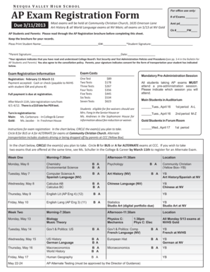 Fillable Online nvhs ipsd AP registration form 2013.cdr - nvhs ipsd Fax ...