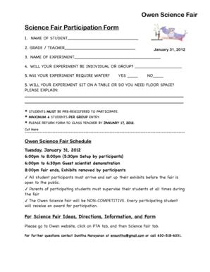 Fillable Online Science Fair form Fax Email Print - pdfFiller