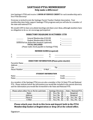 Fillable Online orangeusd SANTIAGO PTSA MEMBERSHIP Fax Email Print ...