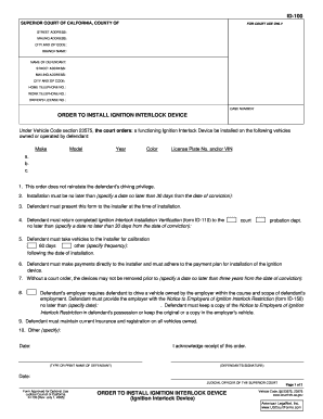 Fillable Online ORDER TO INSTALL IGNITION INTERLOCK DEVICE (Ignition ...