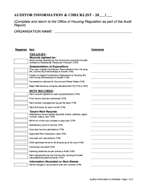 Fillable Online sa gov Auditor information amp bchecklistb - SAGovau ...