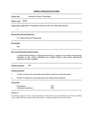 Fillable Online polyu edu SUBJECT DESCRIPTION FORM Subject title ...
