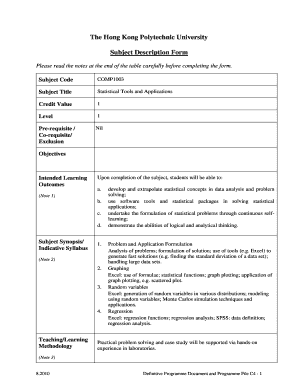 Fillable Online comp polyu edu COMP1003 Statistical Tools and ...