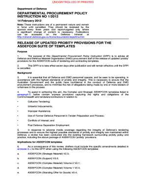 Fillable Online defence gov DEPARTMENTAL PROCUREMENT POLICY INSTRUCTION ...