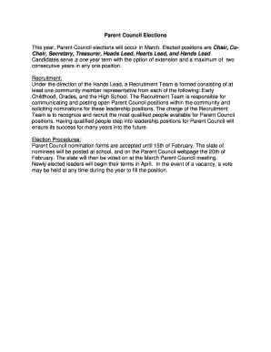 Fillable Online Parent Council Election Procedures and Nominating Form ...