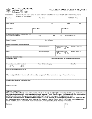 Fillable Online whatcomcounty Whatcom County Sheriff s Office VACATION ...
