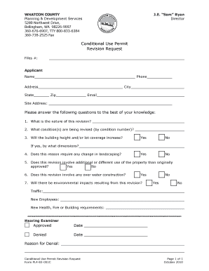 Fillable Online whatcomcounty Conditional Use Permit Revision Request ...