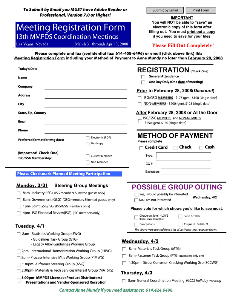 Fillable Online projects battelle Meeting Registration Form - Battelle ...