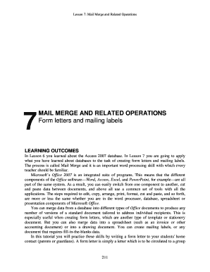 Fillable Online MAIL MERGE AND RELATED OPERATIONS ... - Education World ...