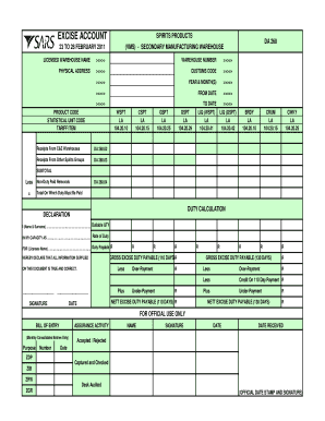 Fillable Online Form DA 260 - Spirits (SVM) - Sars Fax Email Print ...