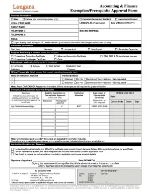 Fillable Online Exemption/Prerequisite Approval Form - Langara College Fax Email Print - pdfFiller