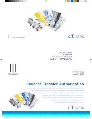 Fillable Online citibank com citibank australia balance transfer form ...