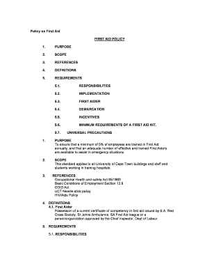 Fillable Online Policy on First Aid Fax Email Print - pdfFiller