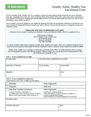 Fillable Online Healthy Smile, Healthy You Enrollment Form Fax Email ...
