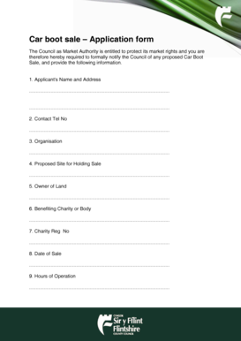 Fillable Online Car boot sale - Application form (PDF 90KB new window ...